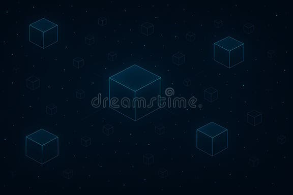 Abstract Particle Sci-Fi Cubic Space Stock Illustration - Illustration ...