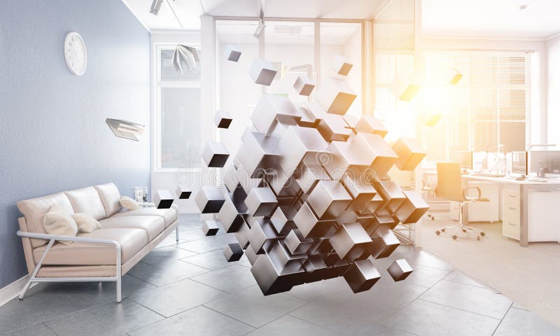 Floating Cubes. Innovation and Creativity Concept Stock Illustration ...