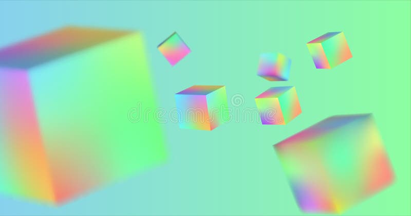 Floating Cubes with Rainbow Shimmers Create the Effect of Neon ...