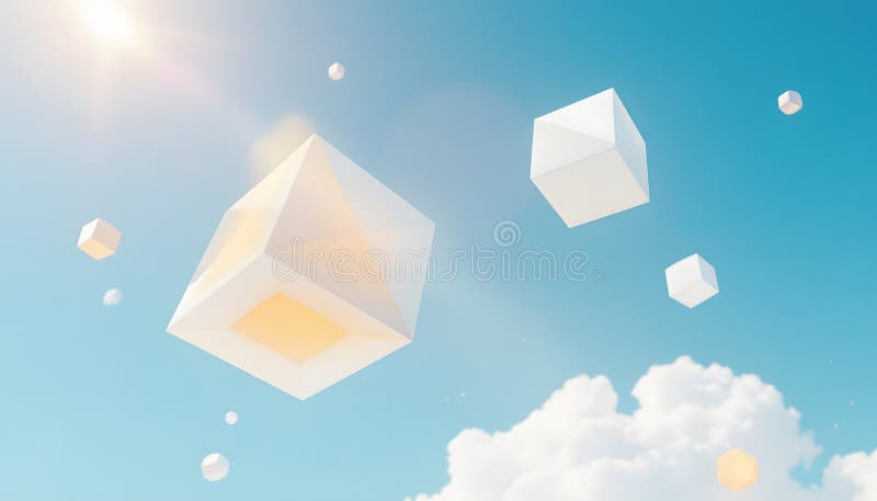 Floating Cubes: a Serene Minimalist 3D Artwork Stock Image - Image of ...