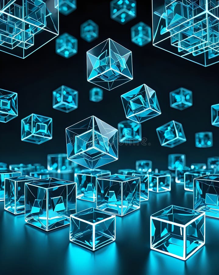 Floating Cyan Cubes stock illustration. Illustration of creating ...