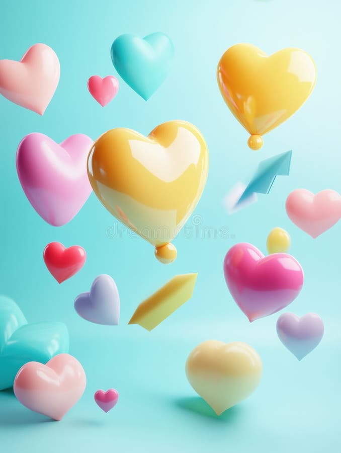 Floating 3D Chat Bubbles and Colorful Hearts Create a Playful ...