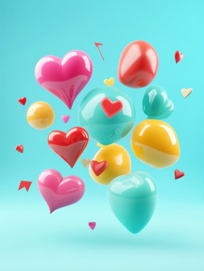 Floating 3D Chat Bubbles and Colorful Hearts Create a Vibrant ...