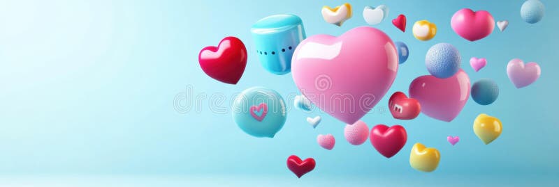 Floating 3D Chat Bubbles Hearts and Arrows Create a Vibrant and ... Floating 3D Chat Bubbles Hearts and Arrows Create a Vibrant and ...