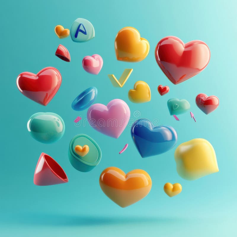Floating 3D Chat Bubbles, Hearts, and Arrows Create a Vibrant, Playful ...