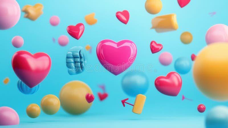 Floating 3D Chat Bubbles and Hearts Create a Whimsical Atmosphere in ...