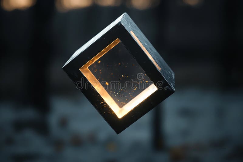 A Floating 3D Cube with Soft, Glowing Edges in a Dark, Minimalist ...