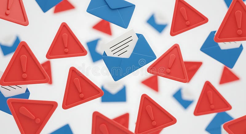 Floating 3D Icons Depict Red Triangular Warning Signs with Exclamation ...