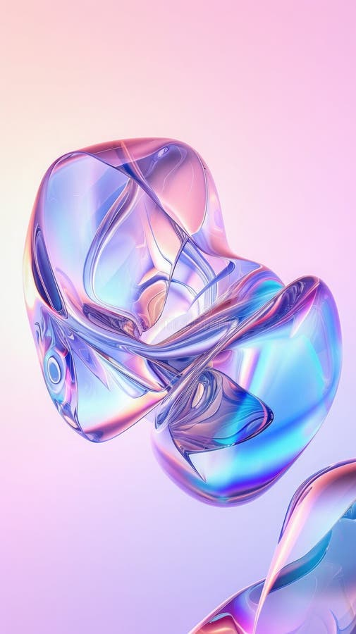 On Floating 3D Iridescent Glass, Organic Forms, Light Refraction ...