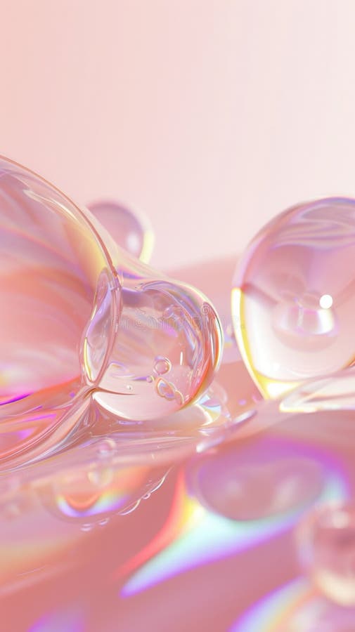 On Floating 3D Iridescent Glass, Organic Forms, Light Refraction ...