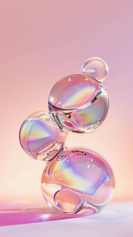 On Floating 3D Iridescent Glass, Organic Forms, Light Refraction ...