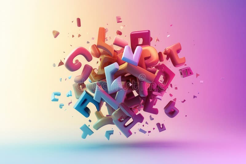 Creative Typography Design with Floating 3D Letters and Abstract Shapes ...