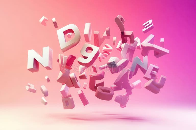Creative Typography Floating Letters and Abstract Shapes on a Colorful ...