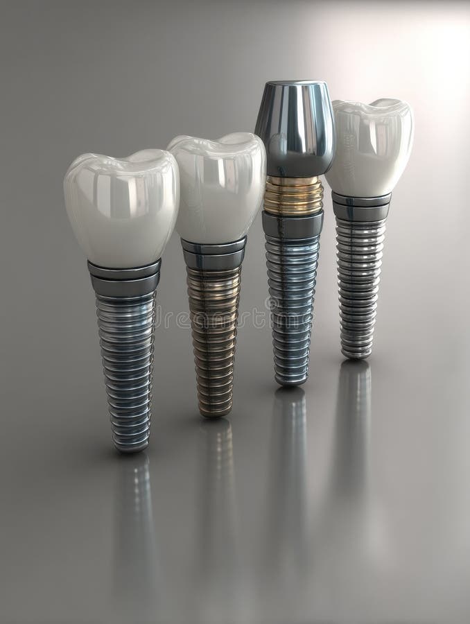 Floating 3D Model of Tooth Implant Assembly Showcasing Detailed ...