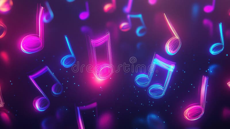 Colorful 3D Music Notes Floating in an Abstract Background with Vibrant ...