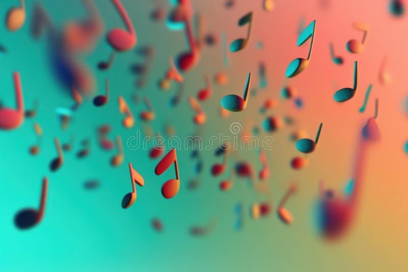 Colorful 3D Music Notes Floating in a Vibrant Backdrop of Teal and ...