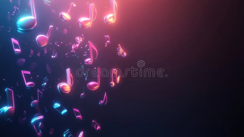 Colorful 3D Music Notes Floating in an Abstract Space with Vibrant ...