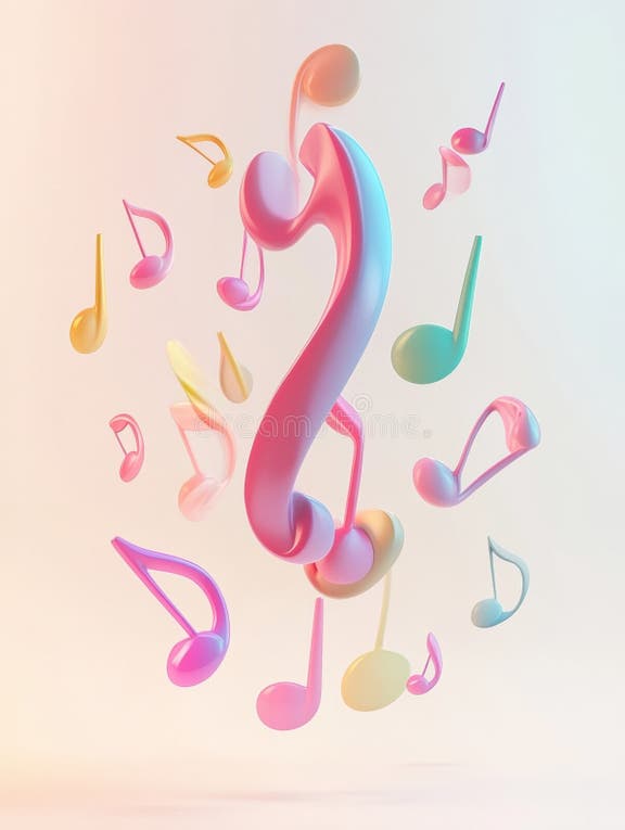 Colorful 3D Music Notes Floating in the Air Creating a Vibrant ...