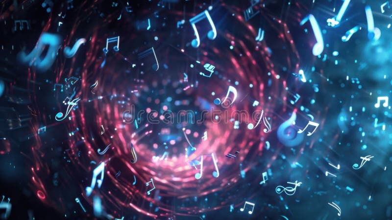 Floating 3D Musical Notes in a Vortex Stock Illustration - Illustration ...