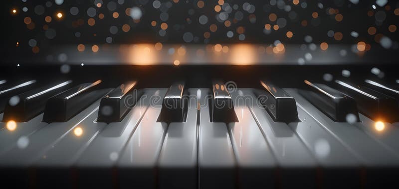 Floating 3D Piano Keys with Glowing Effects in a Digital Space Stock ...