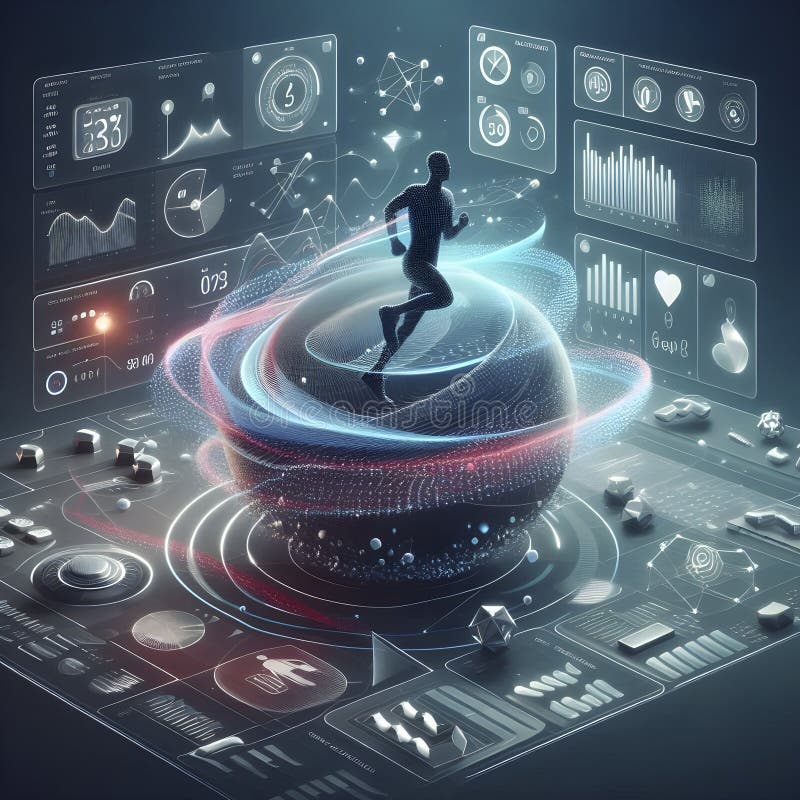 Floating 3d Render of Fitness App Interface with Workout Stats, Ai ...