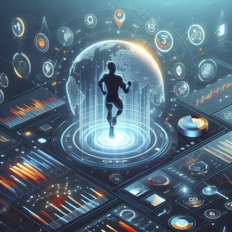 Floating 3d Render of Fitness App Interface with Workout Stats, Ai ...