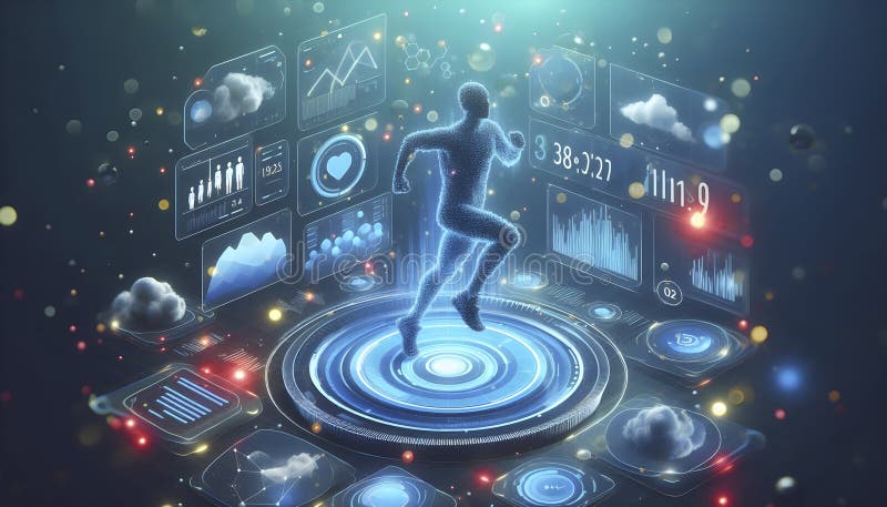 Floating 3d Render of Fitness App Interface with Workout Stats, Ai ...