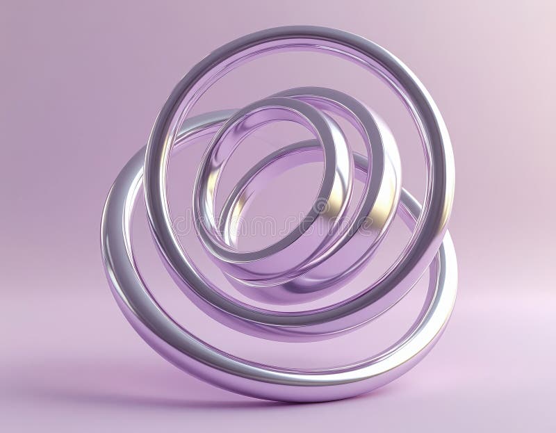 Floating 3D Rings Intersect in Space, Clean Gradient Background. Stock ...