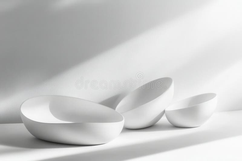 Floating 3D Shapes with Elegant Reflections and Soft Shadows on a White ...