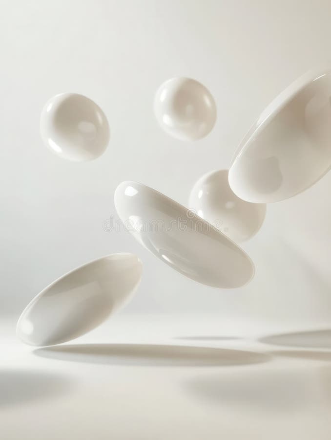 Floating 3D Shapes with Soft Shadows and Elegant Light Reflections ...