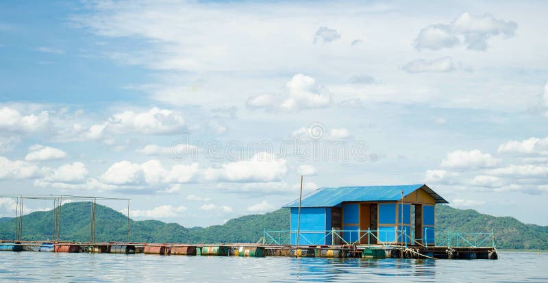 Floating Dam Amidst the Mountains, Thailand. Stock Photo - Image of ...