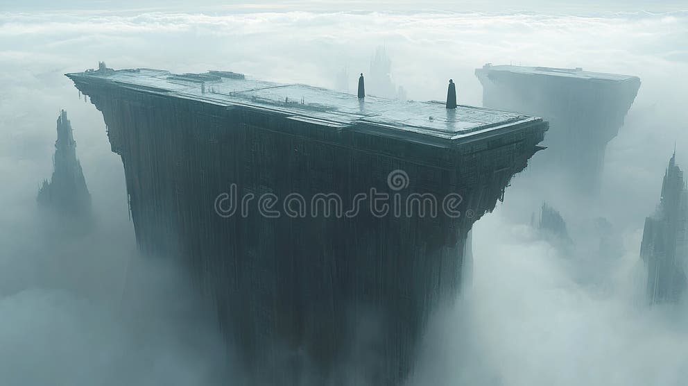 Floating, Dark, Rectangular Structures in a Misty, High-altitude ...