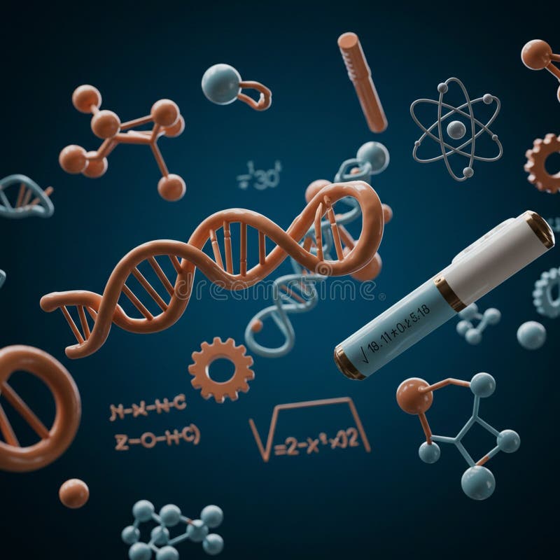 Floating in a Dark Space, a Stylized Representation of a DNA Double ...