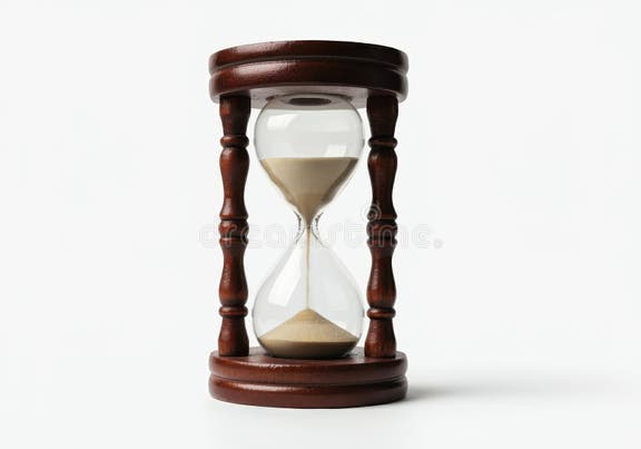 A Floating Decorative Hourglass with Sand in Motion, on a Solid White ...