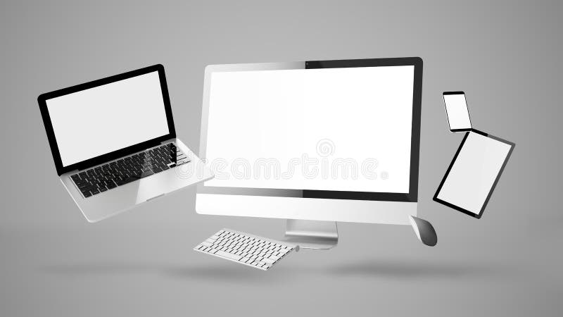 Floating Devices Showing Smart Responsive Website Design Stock ...