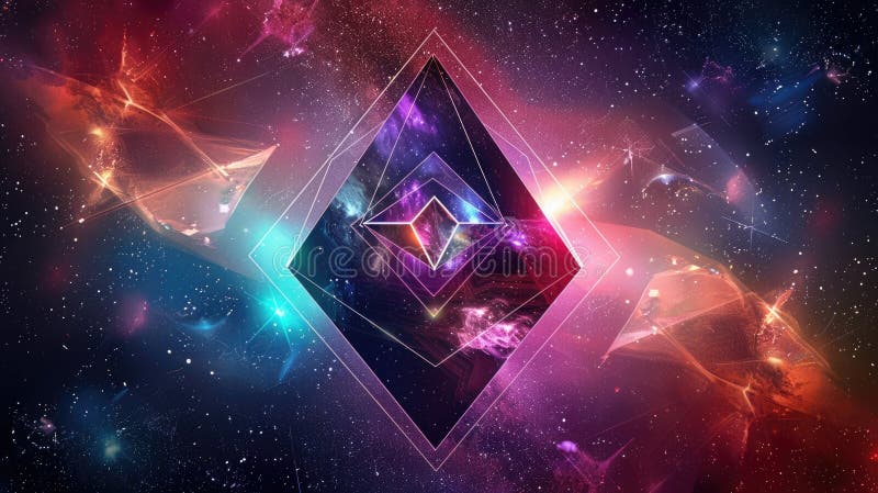 Floating Diamond Shape in a 3D Geometric Artwork with Lines and ...
