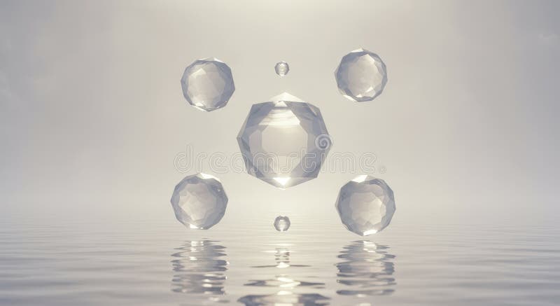 Floating Diamond Shapes Above Water Surface Illustration Stock ...