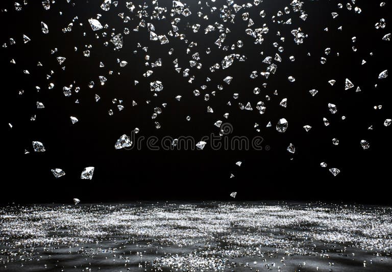 Floating Diamonds in Dark Studio Lighting Stock Illustration ...