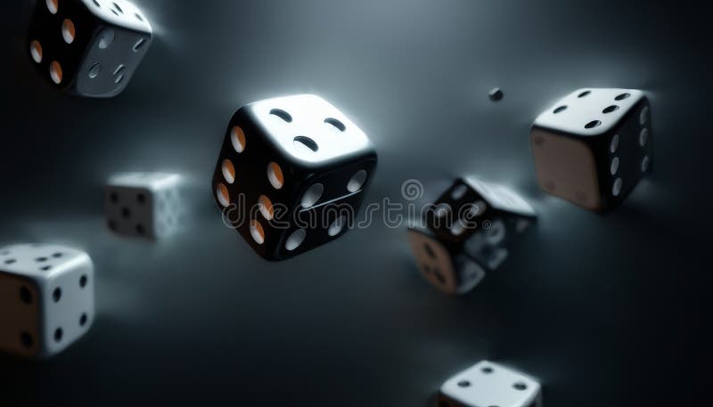 Floating Dice in Dramatic Dark Lighting Stock Photo - Image of ...