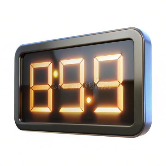 Floating Digital Clock with Glowing Digits and Animated Time Stock ...