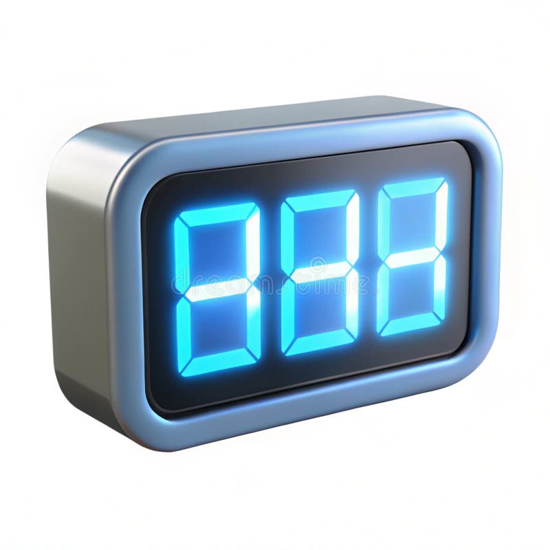 Floating Digital Clock with Glowing Digits and Animated Time Stock ...