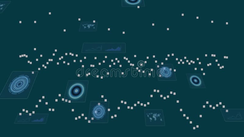 Floating Digital Data Points and Graphs, Abstract Animation of ...