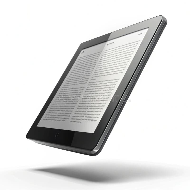 Floating Digital E-reader with Animated Page-turning Effect Stock ...