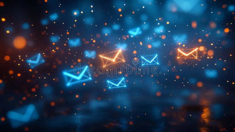 Floating Digital Envelopes in Space Generative AI Stock Illustration ...