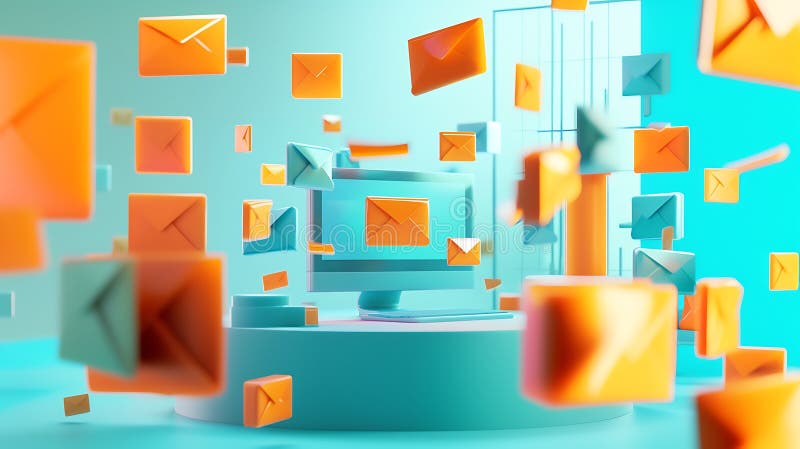 Floating Digital Mailboxes Representing Emails Sent from Computer Stock ...