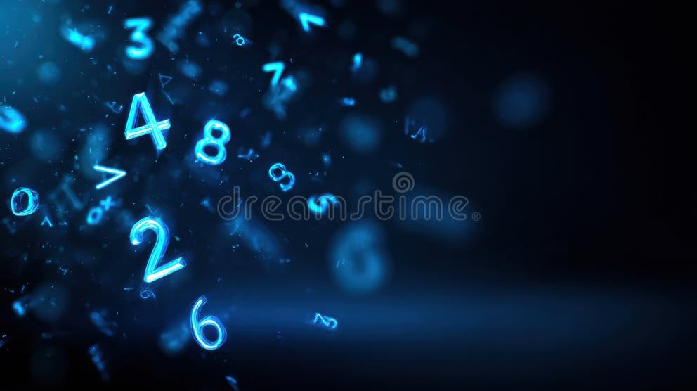 Floating Digital Numbers Creating a Mesmerizing Effect in a Dark ...