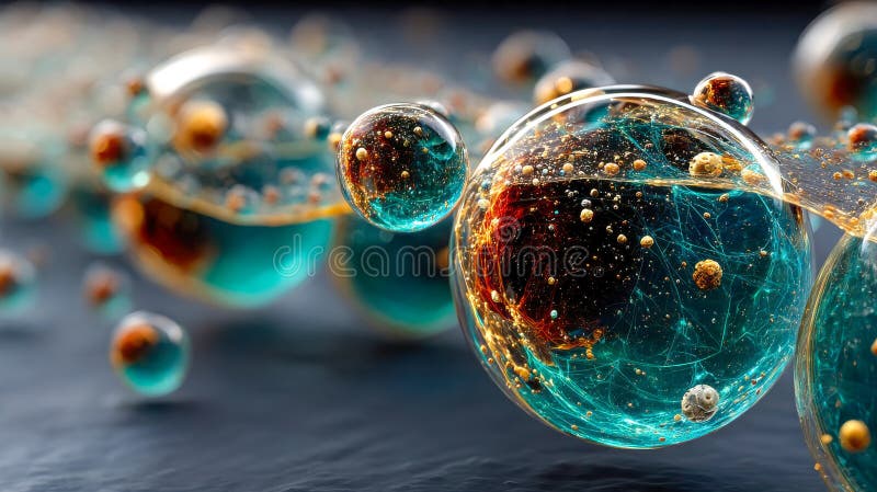 Floating Digital Orbs with Glowing Cores, Surrounded by Network Lines ...