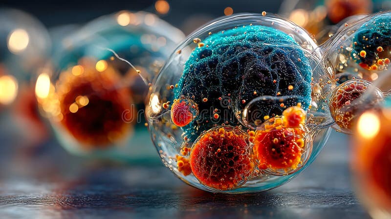 Floating Digital Orbs with Glowing Cores, Surrounded by Network Lines ...