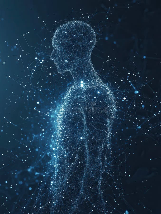 Digital Particles Create a Human Silhouette Representing AI Driven ...