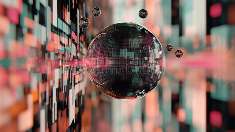 Futuristic Abstract Digital Sphere with Glitch Effects Stock ...